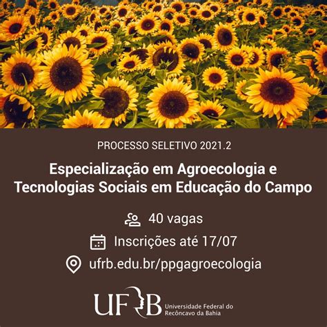 UFRB inscreve para pós em Agroecologia e Tecnologias Sociais na