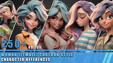 Artstation 250 Woman Female Cartoon Style Character References Vol