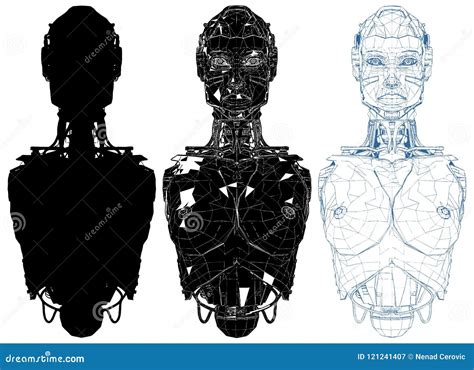 Female Woman Android With Internal Technology Vector Stock Vector Illustration Of Computer