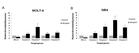 The Relative Normalized Expression Of Apoptotic Genes In A Molt 4 And