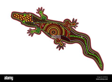 Crocodile Isolated On White Background Australia Aboriginal Crocodile
