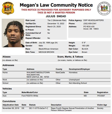 Homeless Sex Offender Notification Delaware State Police State Of
