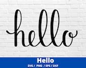 Hello SVG Hello PNG Hellow DXF Hello Cut File Hand Etsy