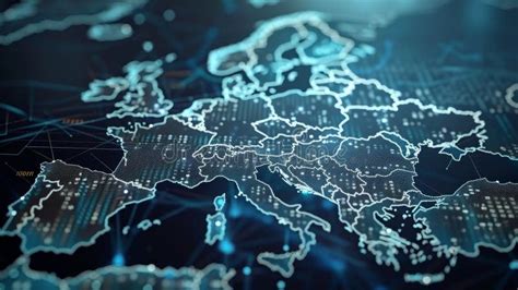 Digital Map Of Europe Network Connection And Data Flow Futuristic Technology Concept