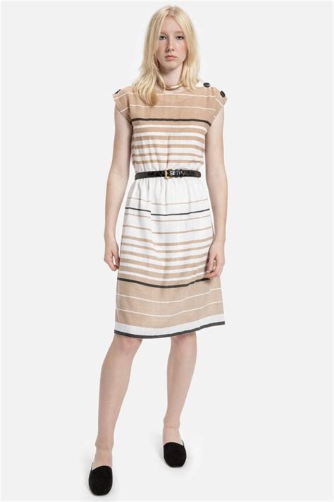 70s Striped Woven Dress S Gem