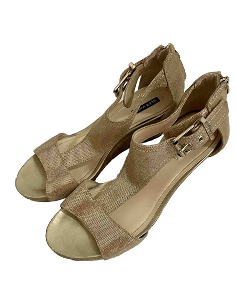 Alex Marie Metallic Gold Wedge Sandals Womens Size 8 Gem