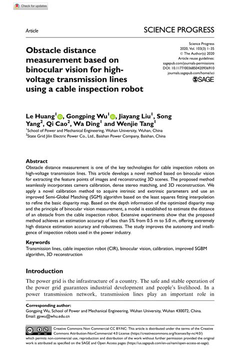 PDF Obstacle Distance Measurement Based On Binocular Vision For High