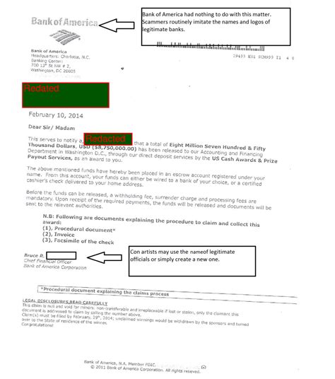 Scam Letter Bank Of America001 Winblad Law Pllc Edmond Oklahoma