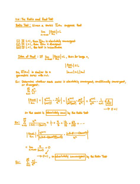 11 6 Notes Calc 2 Ratio And Root Test 11 And Roottest Ratiotest