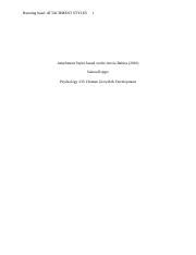 Attachment Styles Psy Docx Running Head Attachment Styles Attachment Styles Based On The