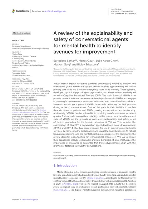Pdf A Review Of The Explainability And Safety Of Conversational Agents For Mental Health To