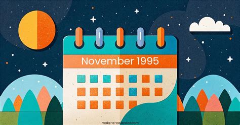 Printable November 1995 Calendar Make A Calendar