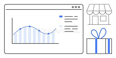 E Commerce Analytics Graph On Webpage Storefront And T Box