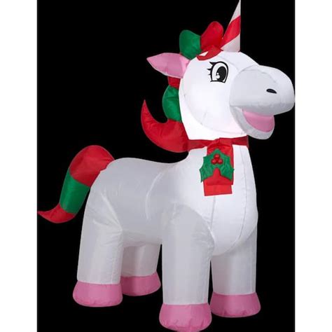 Gemmy 3 25 Ft H X 3 5 Ft L Airblown Inflatable Christmas Unicorn