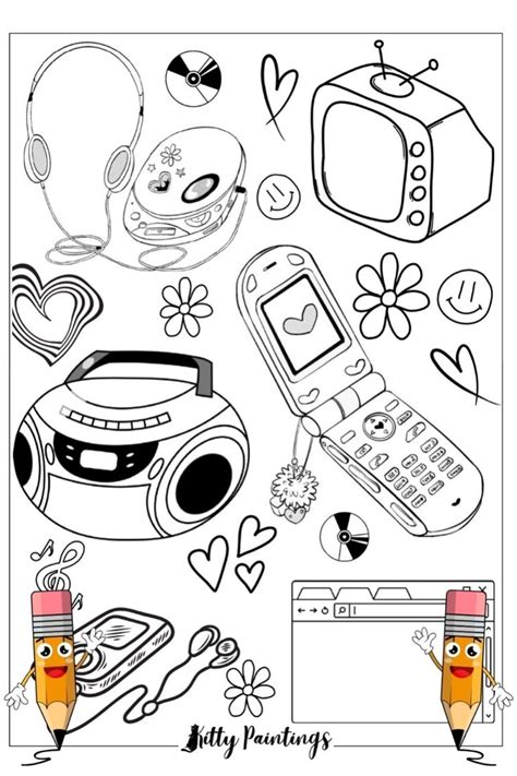 Y2k Aesthetic Coloring Page For Teens And Adults 24 Cool Printable