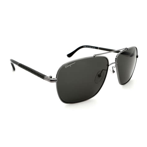 Unisex Aviator Square Sunglasses Black Shiny Dark Gunmetal