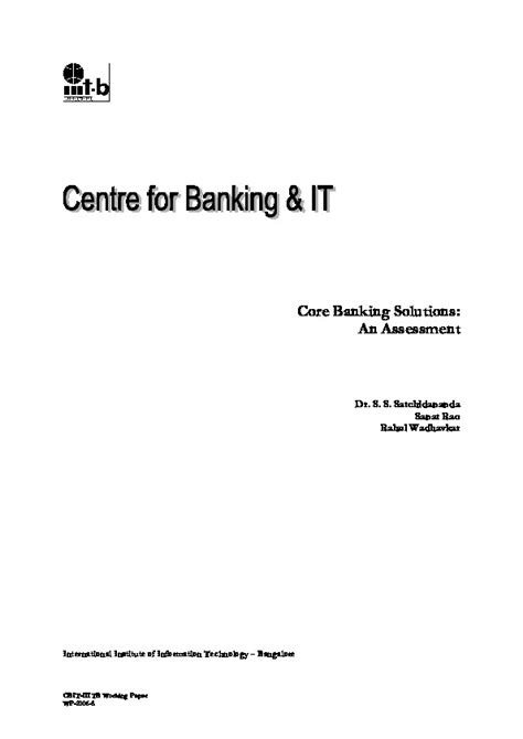 Core Banking Solutions An Assessment Pdfcoffee Com