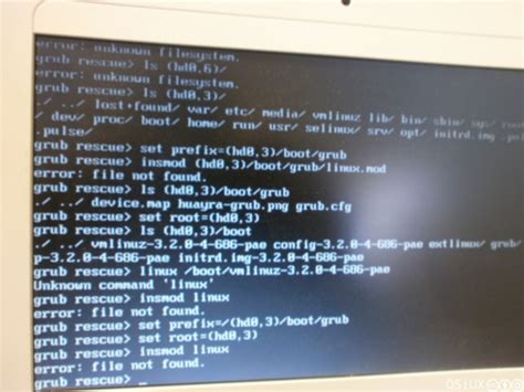 Huayra Grub Rescue Error Unknown Filesystem