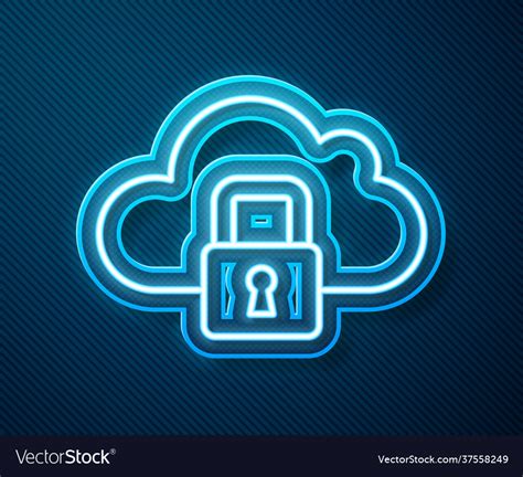 Glowing Neon Line Cloud Computing Lock Icon Vector Image
