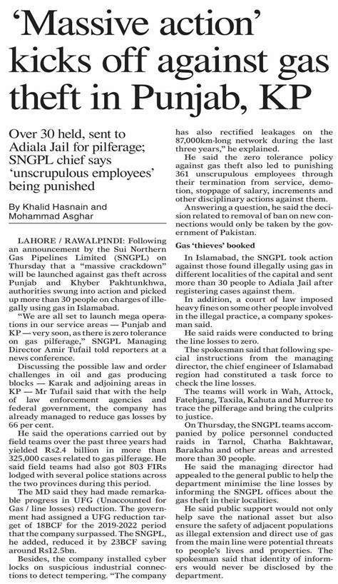 Dawn Epaper Sep 08 2023 `massive Action` Kicks Off Against Gas