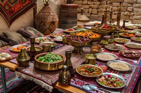 Traditional Middle Eastern Feast Spread Stock Image Image Of Cuisine