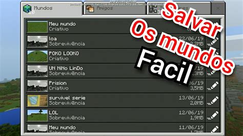 COMO SALVAR OS MUNDOS DO MINECRAFT FACIL YouTube