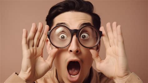 Premium Photo Hands Touch Glasses Open Lips Portrait Of Shocked