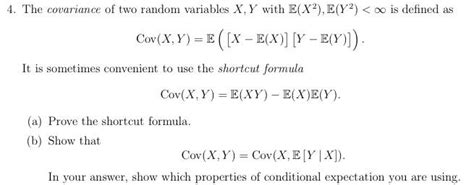 solved 4 the covariance of two random variables x y with