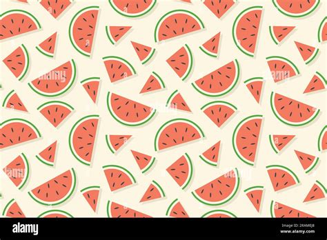 Summer Seamless Pattern With Watermelons Vector Illustration Stock Vector Image Art Alamy