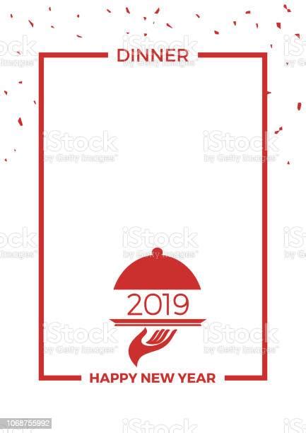 2019 새 해 전 야 저녁 식사 포스터 표지 및 메뉴에 대 한 서식 파일 벡터 일러스트 레이 션 12월에 대한 스톡 벡터 아트