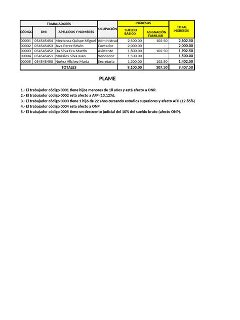 Planilla De Remuneraciones 2 Pdf