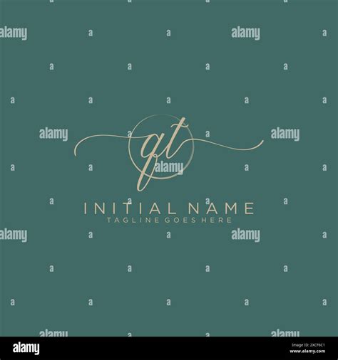 QT Initial Handwriting With Circle Template Stock Vector Image Art