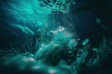 Premium Photo A Blue And Green Underwater Image Of A Sea With A White