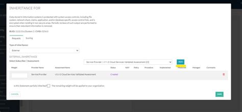 how to create external inheritance requests by requirement mycsf 2 0 1