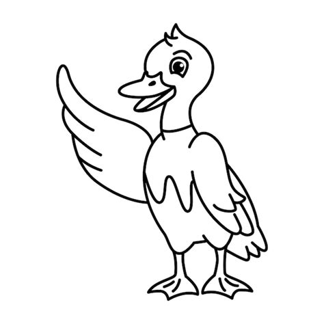 Premium Vector Funny Duck Cartoon Vector Coloring Page