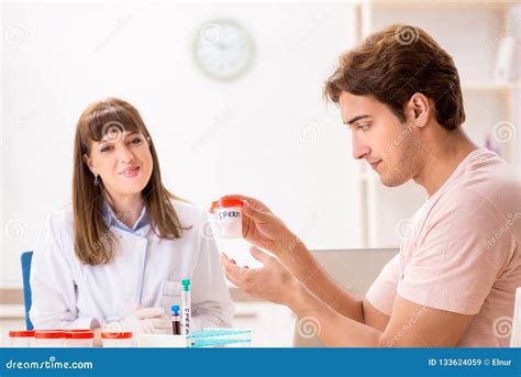 The Male Sperm Donor Visiting Clinic Stock Image Image Of Container