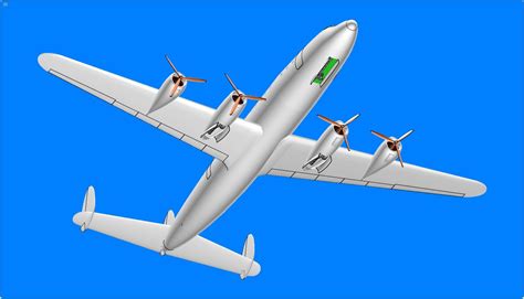 Lockheed L1049 Super Constellation Aircraft Solid Assembly Model 3d