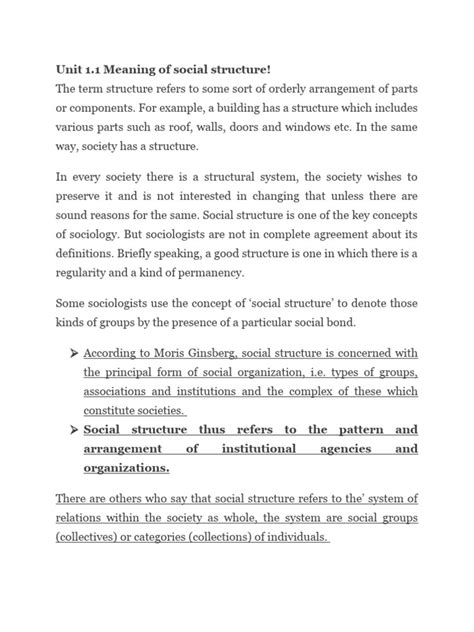 Unit 11 Social Structure And Function Pdf Social Structure