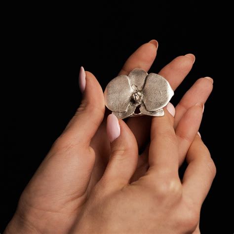 Broșă Placata Cu Argint Orhidee Mandala Fashion