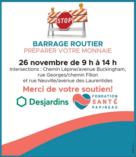 Barrage routier Fondation Santé Papineau