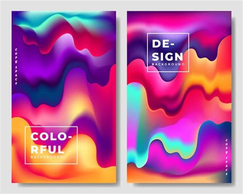 Premium Vector Colorful Abstract Wavy Liquid Background Template Copy Space Fluid Gradient