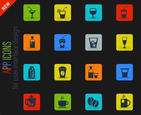 Conjunto De Iconos De Bebidas Vector Premium