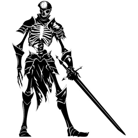 Premium Vector Silhouette Skeleton Warrior Black Color Only Full Body