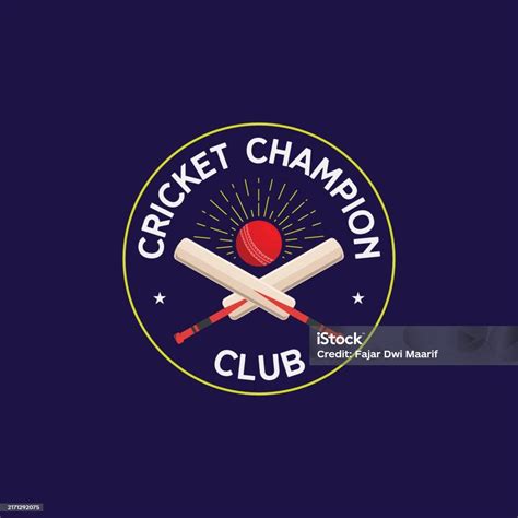 크리켓 챔피언 클럽 엠블럼 그래픽 로고 디자인 템플릿입니다 빈티지 벡터 일러스트 레이 션 의 크리켓 박쥐 와 공 Championship에 대한 스톡 벡터 아트 및 기타
