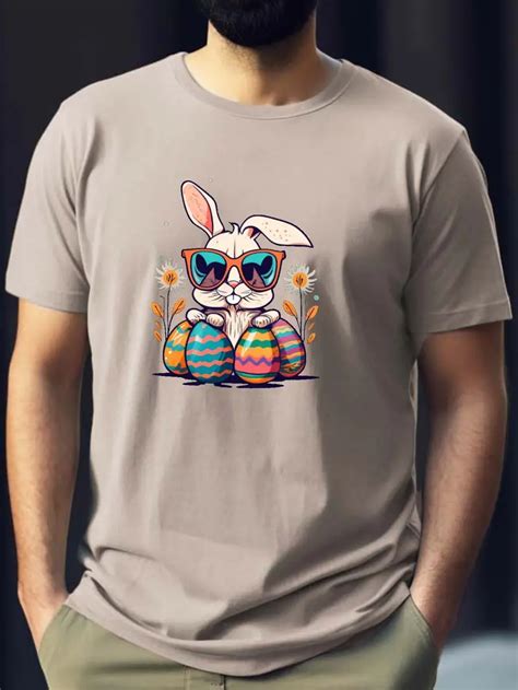 Bunny Easter Eggs Print T Shirt Tees Men Casual Short Sleeve Temu Canada