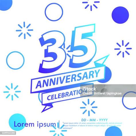 Vetores De Emblema De Comemoração Do Aniversário De 35 Anos Logotipo De