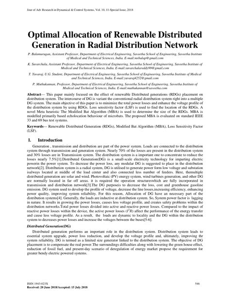 Pdf Optimal Allocation Of Renewable Distributed Generation In Radial