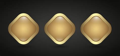 Premium Vector Three Gold And Premium Rectangle Buttons Vector Illustration Style With On Dark