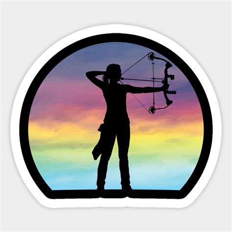 Archery Girl Retro Sunset Bow Hunting Archery Lover Sticker Archery