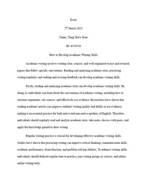 How To Develop Academic Writing Skills Pdf Critical Thinking Learning